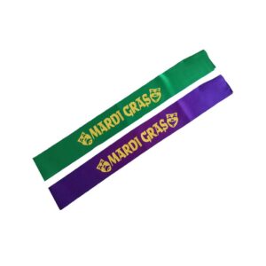 mardi gras sash satin belt green purple sashes for mardi gras carnival parade jhmg03 (2 pcs-green purple)