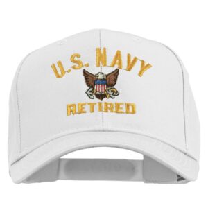 e4hats.com us navy retired military embroidered cap - white osfm