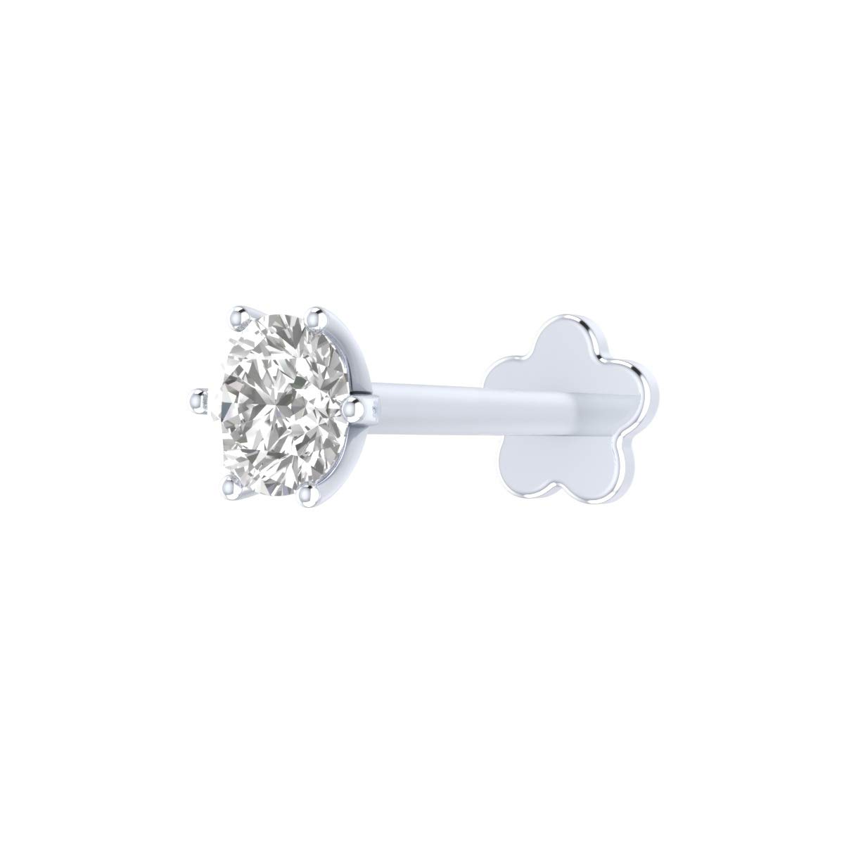 Demira Jewels 0.06 ct Real Diamond 14k Gold Nose Lip Labret Monroe Ring Screw 6 mm Long post