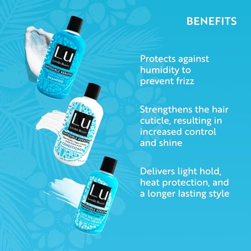 LATINUS BEAUTY CONTROL Collection, Impossible Keratin Anti-Frizz Shampoo (12 oz) + Conditioner (12 oz) + Styling Cream (8 oz) for Frizzy, Hard to Manage Hair