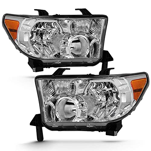 ACANII - For 2007-2013 Toyota Tundra 2008-2017 Sequoia Chrome Housing OE Style Headlights Headlamps Assembly Left+Right