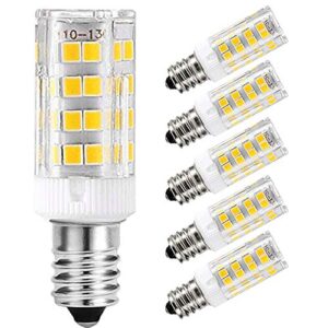 xiaominilight, 5pcs e14 led light bulbs 5w equivalent 40w incandescent bulb, e14 european base bulb, dimmable, white 6000k, 400lm