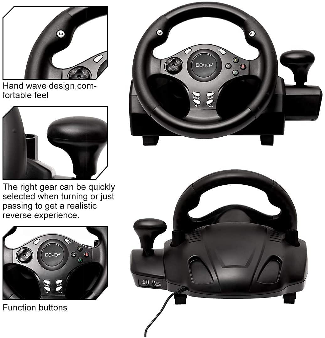 DOYO Game Racing Wheel with Pedals, 270° Steering Wheels PC with Vibration Feedback, Racing Steering Wheel compatible with PS4, Xbox Series X/S, Xbox ONE/360, PS3, Android, Real Racing Simulator