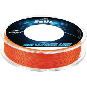 sufix rattle reel v-coat 30 lb neon fire