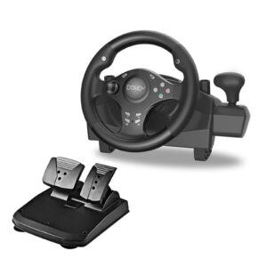 doyo game racing wheel with pedals, 270° steering wheels pc with vibration feedback, racing steering wheel compatible with ps4, xbox series x/s, xbox one/360, ps3, android, real racing simulator