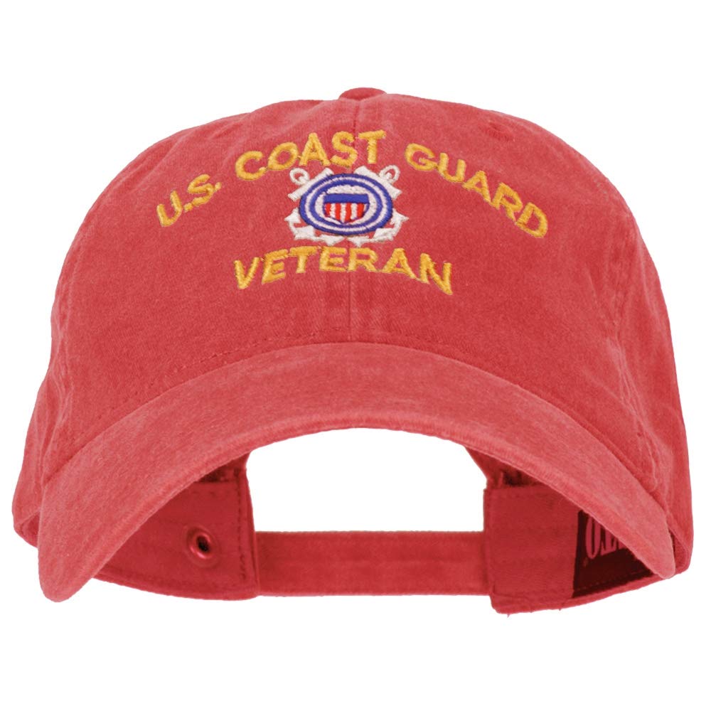 US Coast Guard Veteran Embroidered Washed Cap - Red OSFM