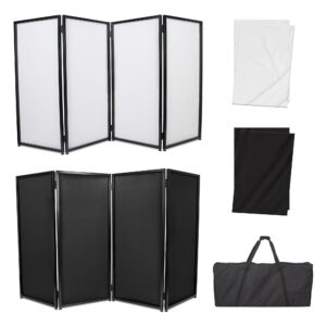 kuafu dj foldable facade portable event, white/black scrim, metal frame booth with travel bag case (black and white)