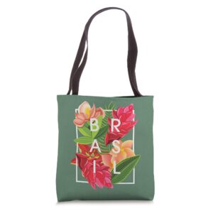 flowers of brazil word art - brazilian pride tote bag