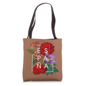 flowers of españa - spain word art - spanish pride tote bag