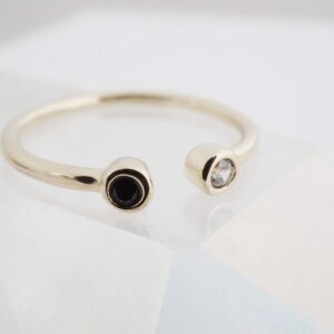 Honeycat JJ Tiny Crystals Yin Yang Ring in Gold, Rose Gold, or Silver | Minimalist, Delicate Jewelry (Gold)