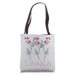 linnea flower twinflower wildflower wild flower pink flowers tote bag