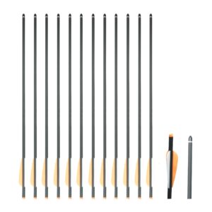 wizard archery sas carbon crossbow bolts 20 22 inch with 3 inches shield vanes pulletpoint arrowhead tip and halfmoon nock - 12/pack - for hunting target practice archery arrows (20 inches ) orange/white vanes