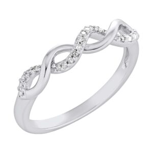 .925 Sterling Silver Diamond Accented Double Infinity Knot Twist Promise or Engagement Ring (I-J Color, I2-I3 Clarity) - Size 8