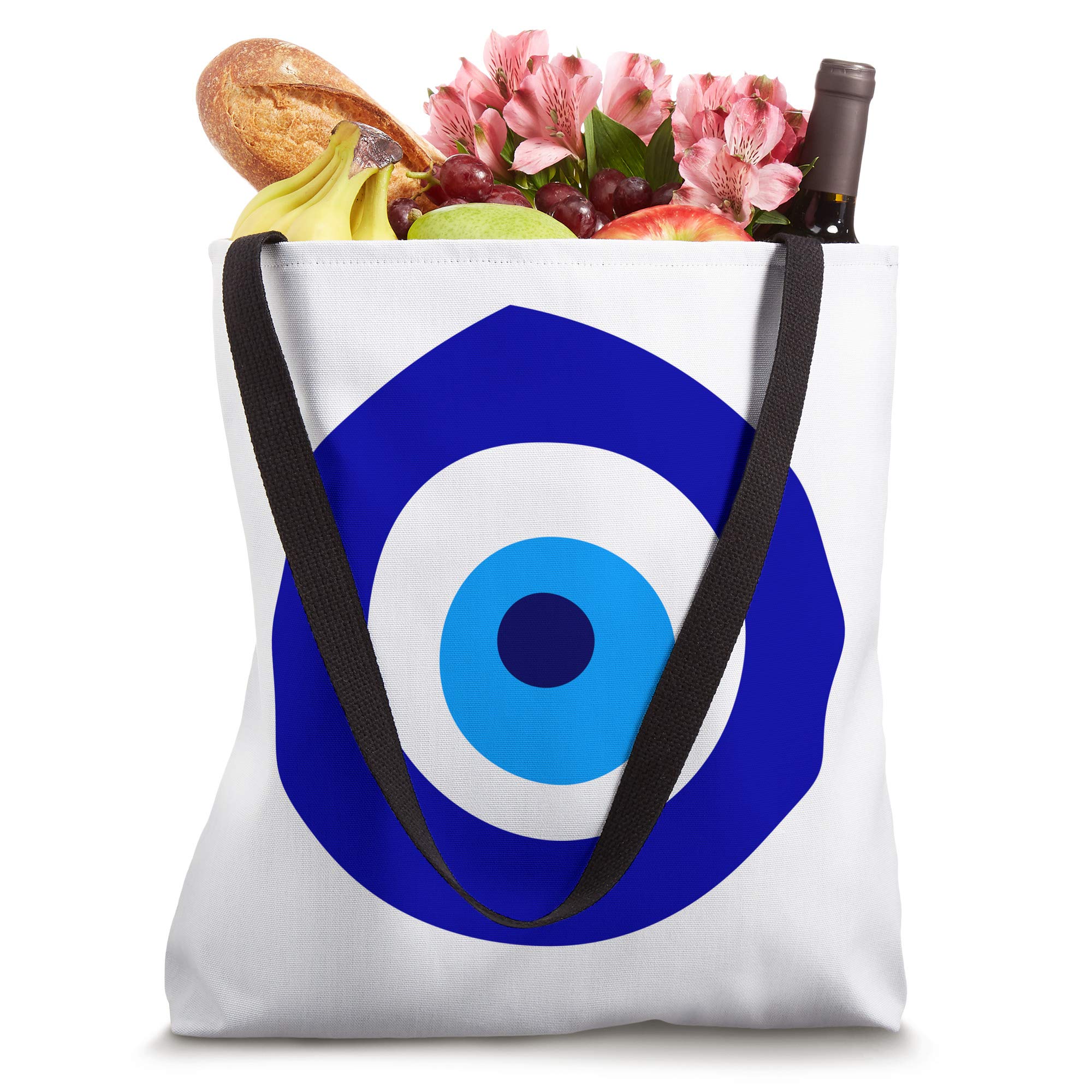 Navy Blue and Aqua Nazar Evil Eye Lucky Charm Symbol Gift Tote Bag