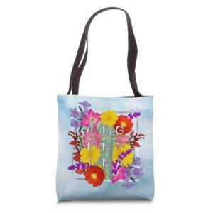 flowers of argentina word art - argentinian pride tote bag