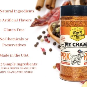 Buck N’ Ames PIT CHAMP PRK BBQ RUB | Ribs and Pork Barbecue Seasoning | Also Great on Chicken, Lamb, and Beef | ALL Natural |12 oz