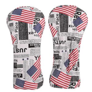 Golf Builder 4pcs/Set USA Stars and Stripes Newspaper Print Golf Club Driver Fairway Wood Hybrid Head Covers 1 3 5 UT Covers