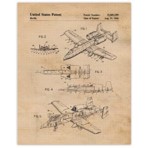 vintage a10 warthog thunderbolt tank demolisher aircraft prints, 1 (11x14) unframed photos, wall art decor gifts for home office machine garage shop usa aviation school student teacher pilot coach fan