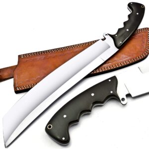 nooraki 18" handmade machete knife | full tang hunting knife made using chrome vanadium stainless steel, camping knife with micarta handle and leather sheath