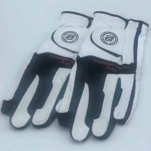 Copper Tech COPPERTECH Plus Men's Golf Glove 2 Pieces Pack Worn ON Left Hand White/Black OneSize FIT Most(Medium Thru Medium Large)