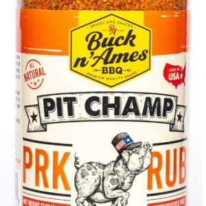 Buck N’ Ames PIT CHAMP PRK BBQ RUB | Ribs and Pork Barbecue Seasoning | Also Great on Chicken, Lamb, and Beef | ALL Natural |12 oz