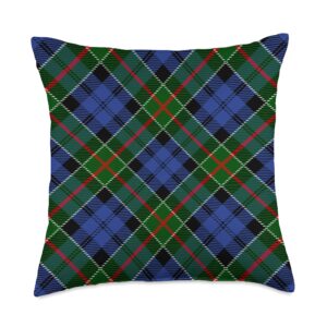 the celtic flame plaid tartans colquhoun tartan scottish plaid throw pillow, 18x18, multicolor