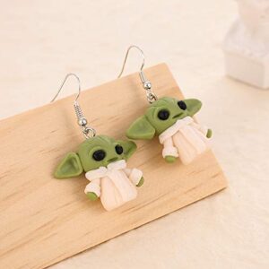 Baby Yoda Women Earrings 3D Fashion Handmade Alien Cute Carton Earring, Gifts for Valentine's Day