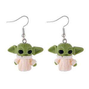 baby yoda women earrings 3d fashion handmade alien cute carton earring, gifts for valentine's day