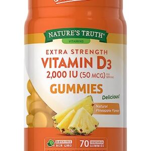 Vitamin D3 Gummies | 2000 IU | 70 Count | Pineapple Flavor | Vegetarian, Non-GMO and Gluten Free Supplement | by Nature's Truth