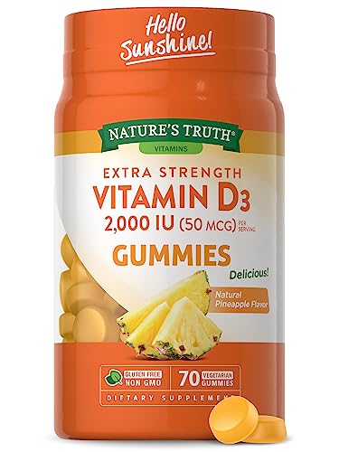 Vitamin D3 Gummies | 2000 IU | 70 Count | Pineapple Flavor | Vegetarian, Non-GMO and Gluten Free Supplement | by Nature's Truth