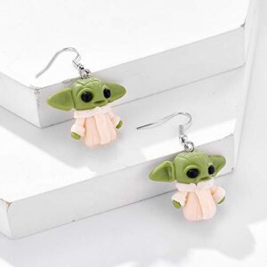 Baby Yoda Women Earrings 3D Fashion Handmade Alien Cute Carton Earring, Gifts for Valentine's Day