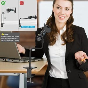 ZealSound Microphone Stand,Flexible Gooseneck Desktop Mic Stands Holder with Heavy Duty Desk Clamp,3/8" to 5/8" Screw Adapter Include 360 Adjustable Compact Mic Arm for Blue Snowball Ice Spark (Black)