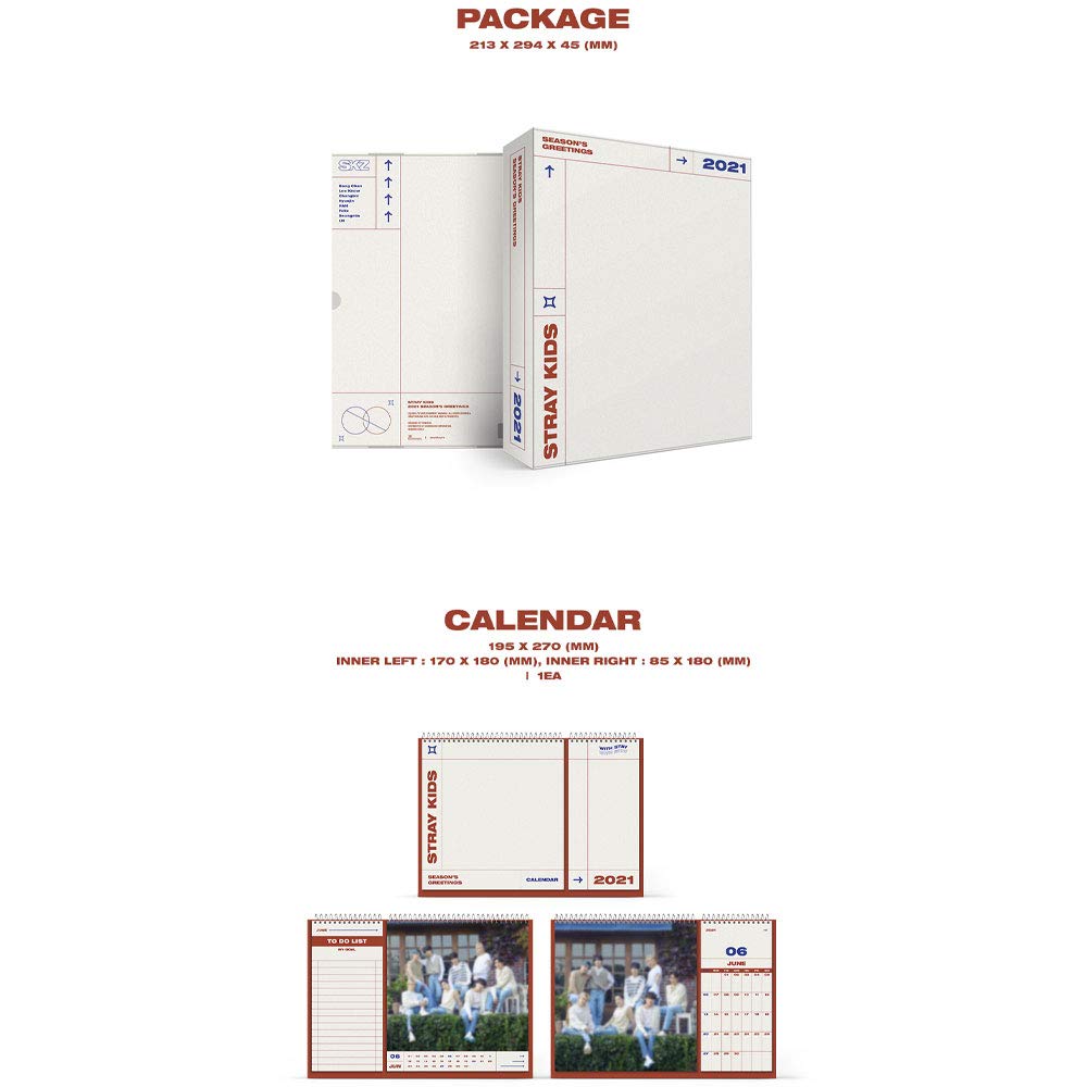 Stray Kids 2021 Seasons Greetings (Incl. Package, Calendar, Diary, Post Card Book, Photocard Set, Roll Sticker, Book Mark Set, Ball Pen, Poster Calendar, Random Instant Photocard)