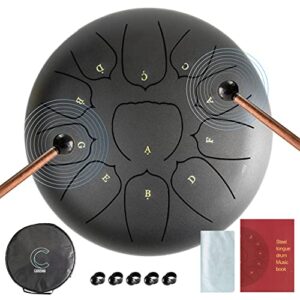 cadushki stainless steel tongue drum set: handpan drum for adults and kids, hapi pan drum instrument for meditation, yoga, relaxation, healing, and an unique gift. increase mindfulness. deep sound