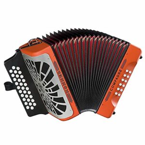 Hohner Compadre GCF COGO Accordion, Orange Bundle with Hohner Bag, Strap, Mini Harmonica, Juliet Music Polish Cloth & Piano Key Stickers