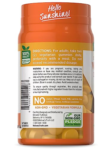 Vitamin D3 Gummies | 2000 IU | 70 Count | Pineapple Flavor | Vegetarian, Non-GMO and Gluten Free Supplement | by Nature's Truth