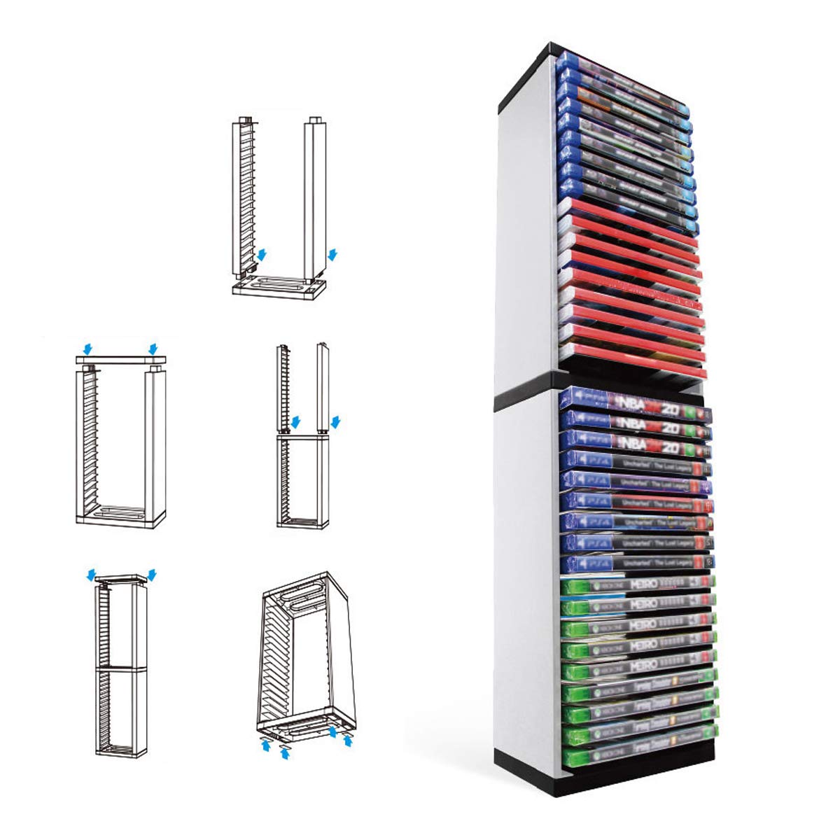 YICHUMY Game Disc Storage Tower for PS5,Game Disk Holder Rack Compatible with Xbox Series X/PS4