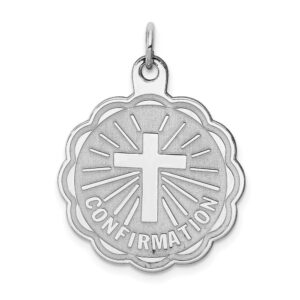 sterling silver rhodium-plated confirmation disc charm 25mm 23mm style qc371