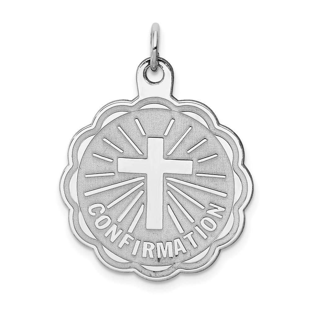 Sterling Silver Rhodium-plated Confirmation Disc Charm 25mm 23mm style QC371