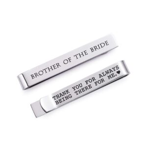 wedding gifts brother gifts brother of the bride man of honor groomsman tie clip stainless steel polished finish 2 inches by 3/8 inch (brother of the bride - thank you)