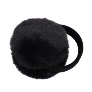 Surell Faux Mink Earmuff (Black) - Women’s Winter Ear Muff with Velvet Band - Fake Fur Ear Warmer - Thick Plush Outdoor Headwear - Girls Warm Ear Warmer for Cold Weather - Winter Fashion Accessory