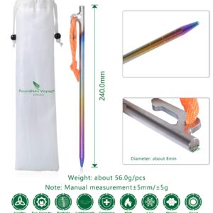 Boundless Voyage 6pcs Titanium Alloy Tent Pegs Outdoor Camping Awning Tent Stakes Lightweight Tent Nail 24CM-Ti4013P