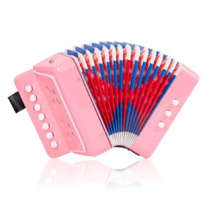 kids accordion, 10 keys control button accordion musical instruments for kids children beginners lightweight and environmentally-friendly