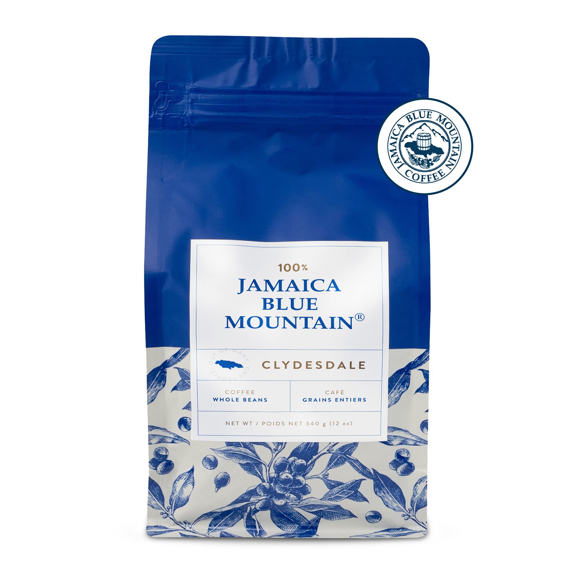 JA Coffee – 100% Jamaica Blue Mountain Coffee, Medium Roast, Whole Beans - Premium Arabica, Bag of 340 grams (0.75 Pounds - 12 ounces)