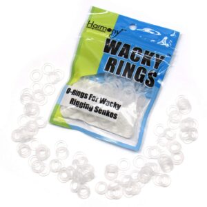 Wacky Rings (100 pk, Clear – O-Rings for Wacky Rigging Senko Worms/Soft Stickbaits – Bait Saver Orings for 6” Senko Style Worms – Save your worms from tearing while Wacky Rigging