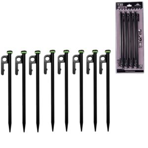 campingmoon 8pcs carbon steel s45c black coating tent stake for hard ground (【11.81-inch 8pcs set】)