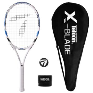 teloon recreational adult tennis rackets-27 inch tennis racquet for men and women college students beginner tennis racket. (v4-white and blue)