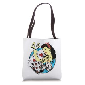 rockabilly 1950s sock hop pinup doo wop rock and roll 60s tote bag