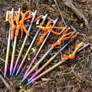 Boundless Voyage 6pcs Titanium Alloy Tent Pegs Outdoor Camping Awning Tent Stakes Lightweight Tent Nail 24CM-Ti4013P