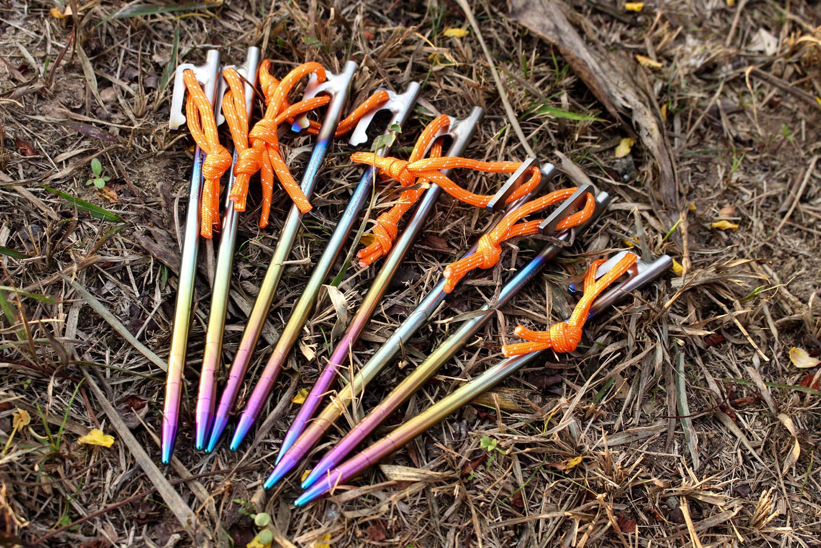 Boundless Voyage 6pcs Titanium Alloy Tent Pegs Outdoor Camping Awning Tent Stakes Lightweight Tent Nail 24CM-Ti4013P